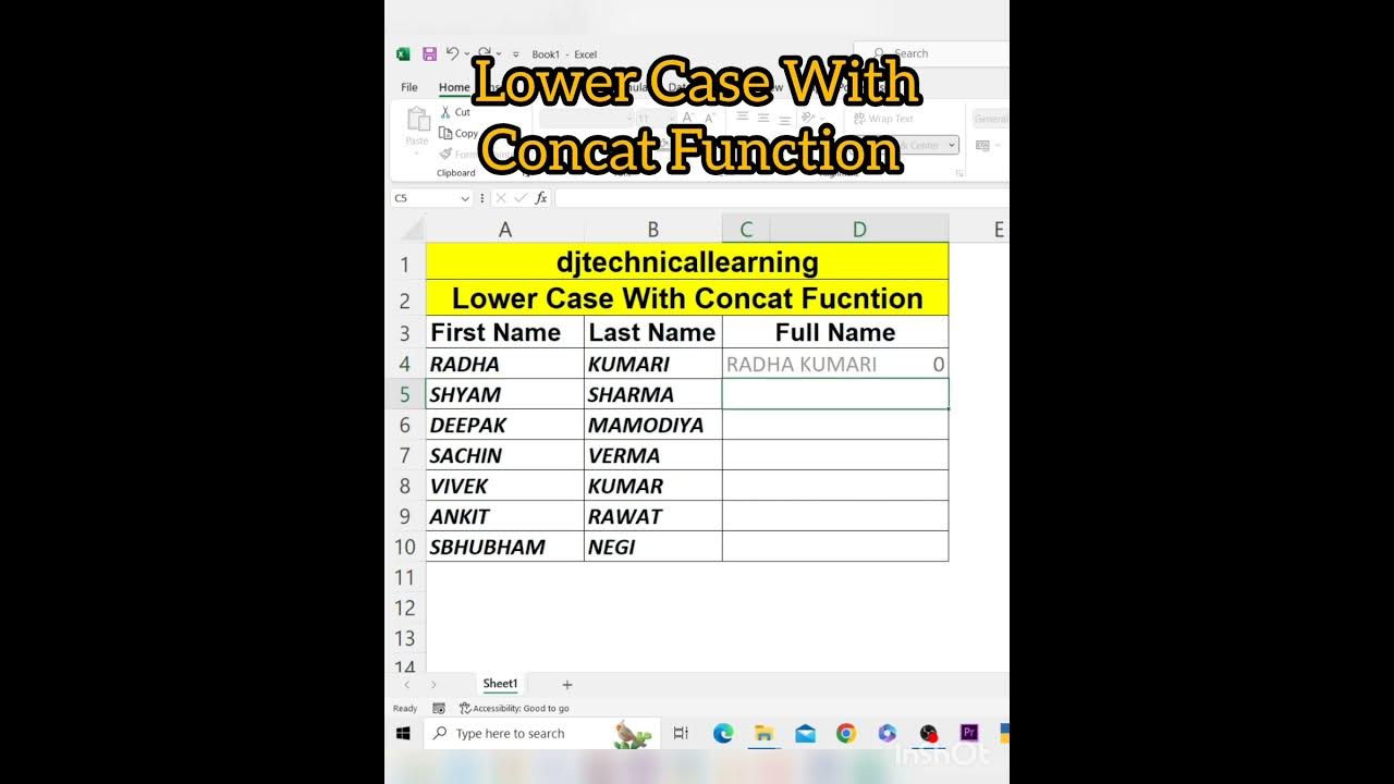 Lower Case With Concat Function in Excel | Lower Case in Excel #excel #exceltutorial #exceltips ...