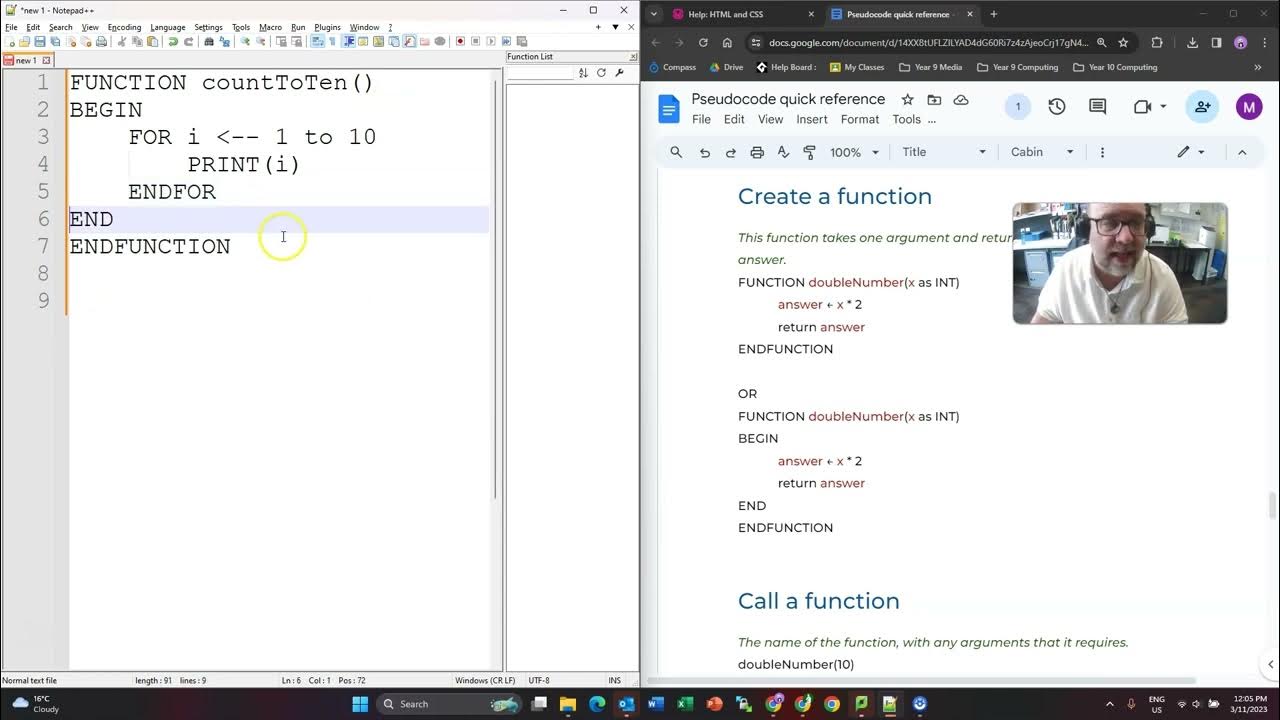 Functions In Pseudocode Youtube
