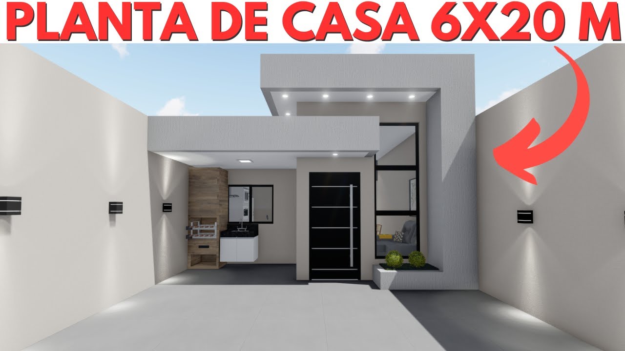 PLANTA DE CASA 6X20 METROS COM 2 QUARTOS (1 SUÍTE)! - YouTube