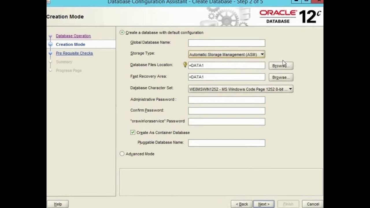 Creating a Database in Oracle Database 12c Starting Database Creation With DBCA - YouTube