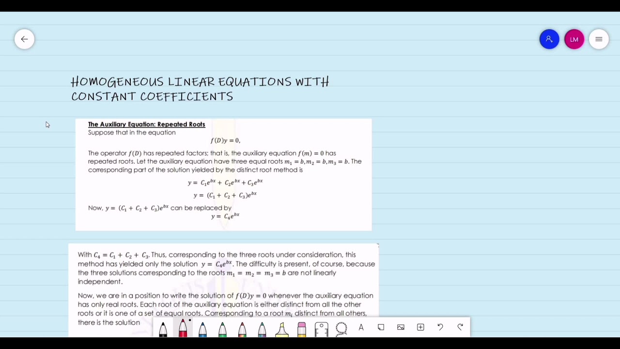 Higher Order D.E.: Homogeneous Equation with Constant Coefficients ...