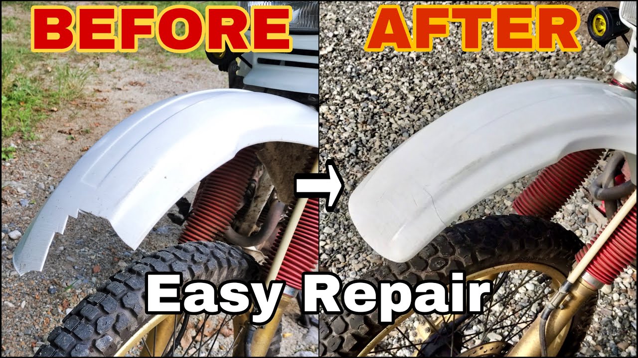 【XLR250R】割れたフロントフェンダーの補修 plastic fender repair【簡単Easy】 - YouTube