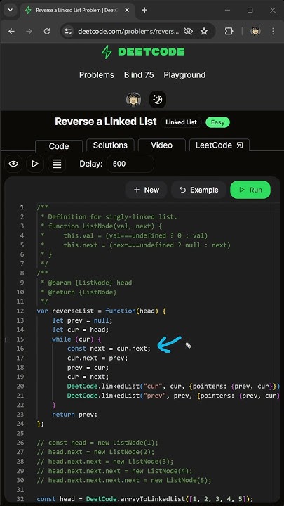Deetcode Reverse Linked List Review And Visualize Leetcode 206 6254