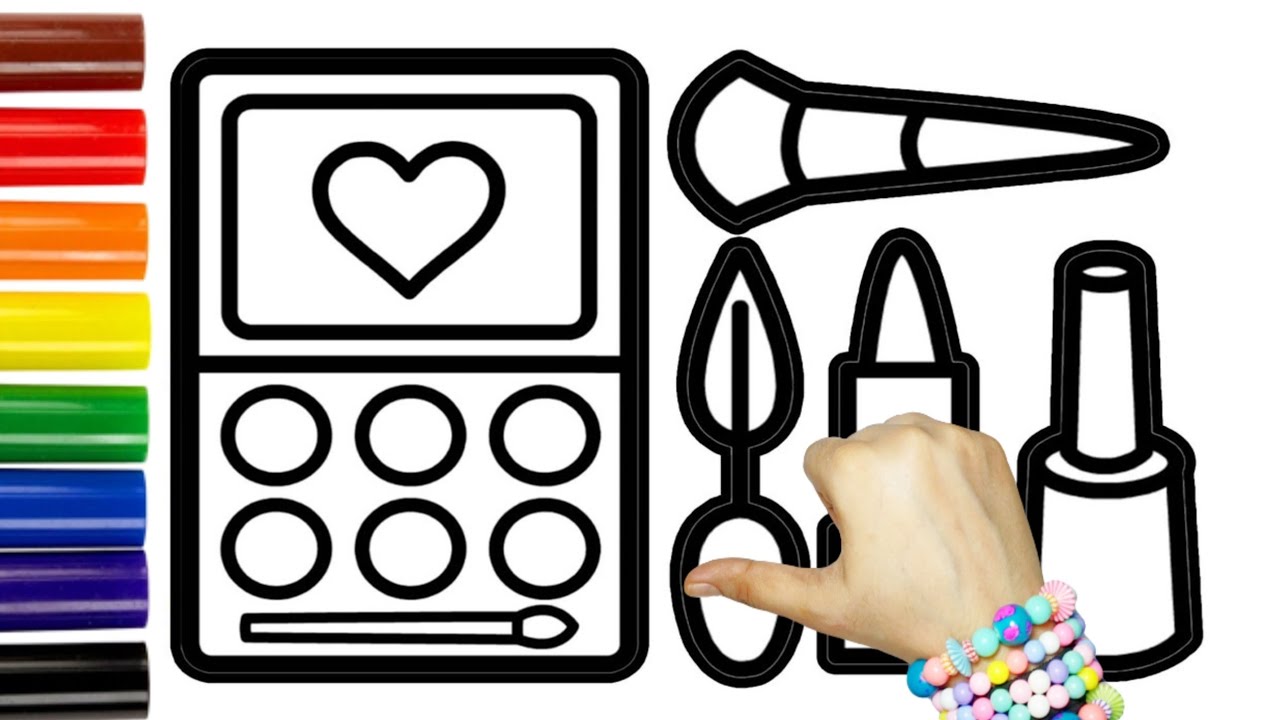 Makeup Kits Drawing for Kids and Toddlers | Makeup set Drawing Step by ...