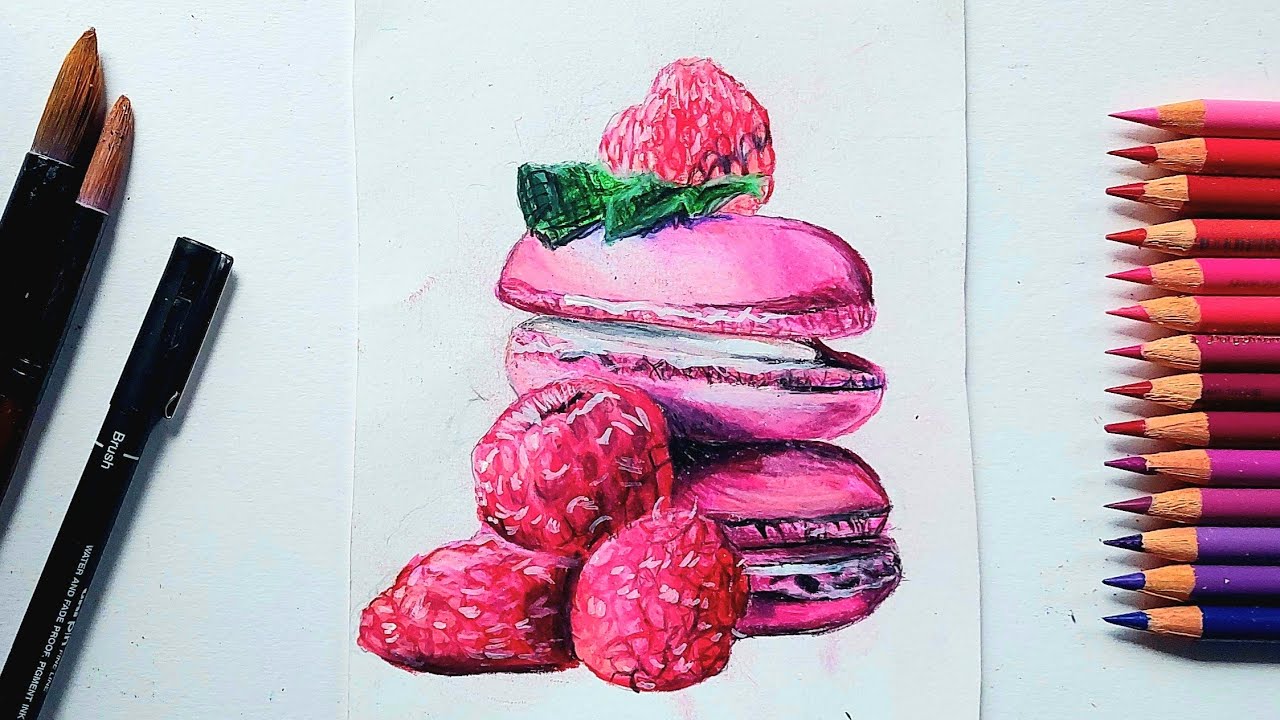 Drawing Realistic Macaroons Tinelapse - YouTube