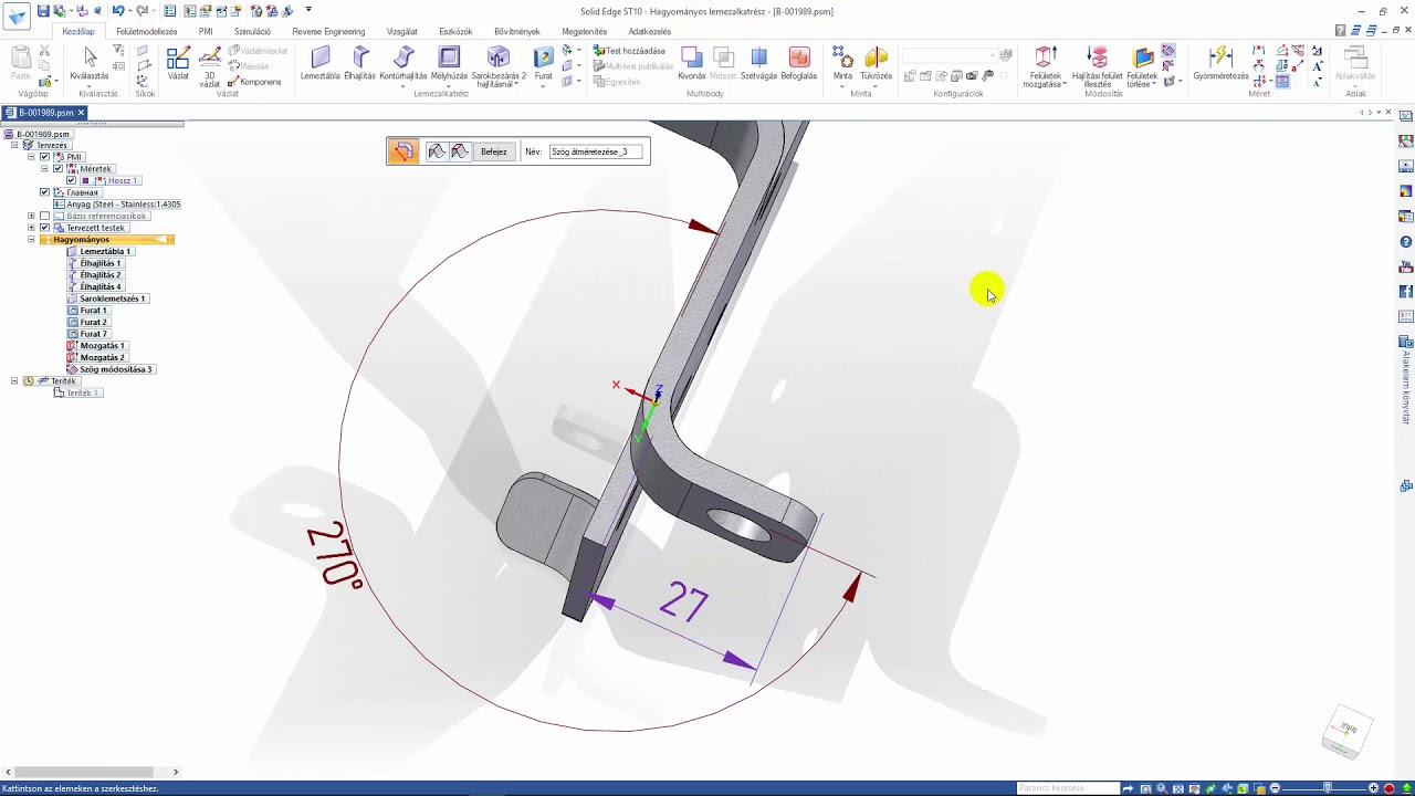 Solid Edge ST10 - Flange reverse direction - YouTube