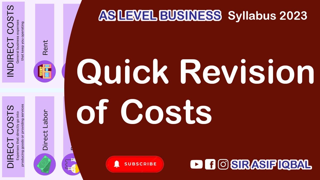Quick Revision of Costs | As | A level Business |syllabus 2023 - YouTube