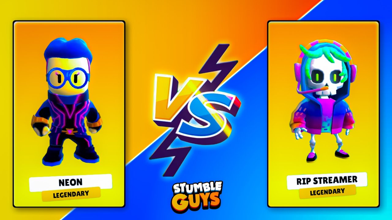 NEW SKINS 0.49 NEON vs RIP STREAMER | Battle In Stumble Guys - YouTube
