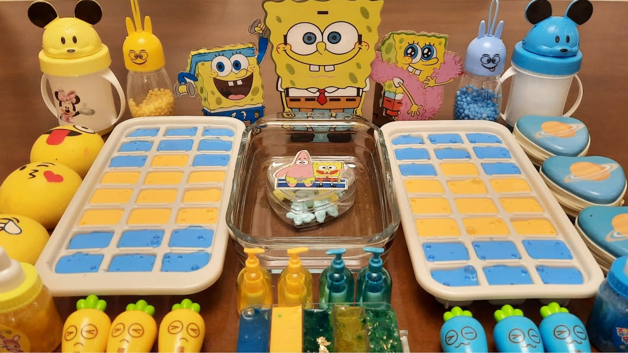 BLUE vs YELLOW ǀ Mixing random into CLEAR SLIME ǀ Relaxing Slime Video ...