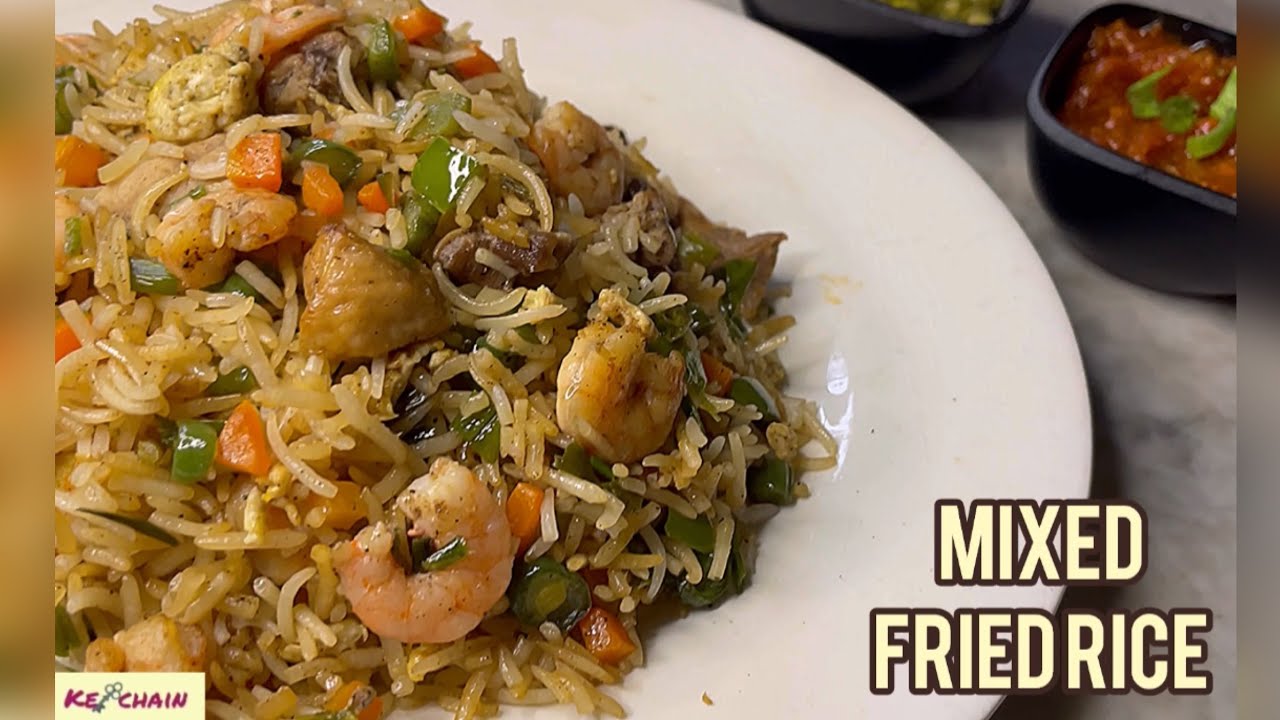 Mixed fried rice | egg chicken prawn fried rice | Indo-Chinese fried ...