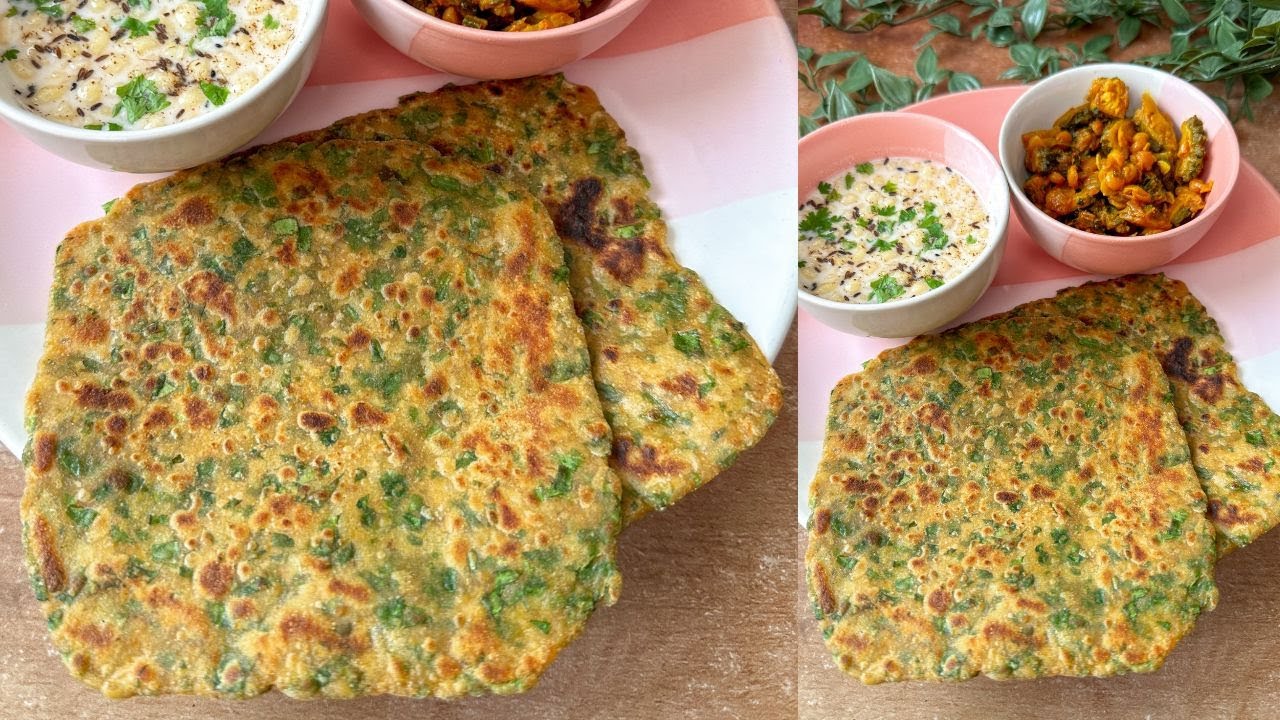 Palak Ka Khasta Parantha | Winter recipe | Palak Parantha | Breakfast ...