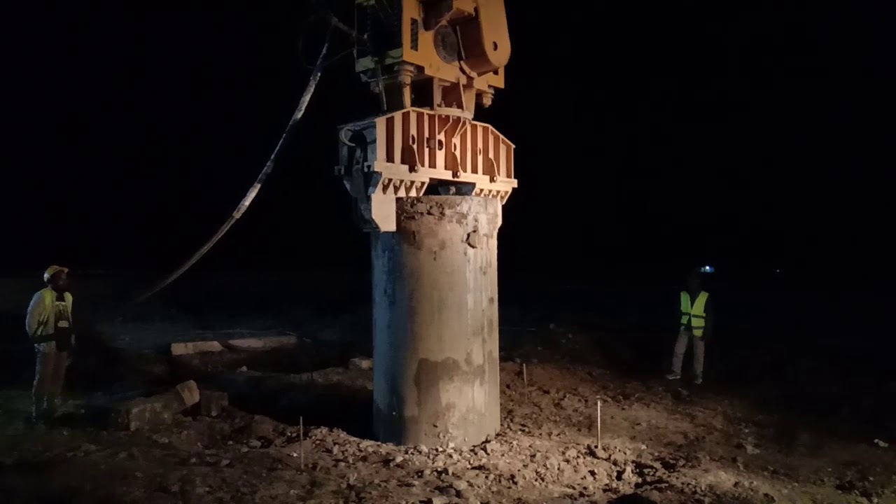 Temporary Casing Installation By Vibro Hammer for Pile Work - YouTube