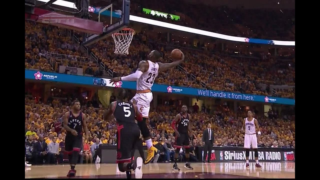 Lebron Drives Past Raptors Defense and Destroys the Rim With Dunk - YouTube