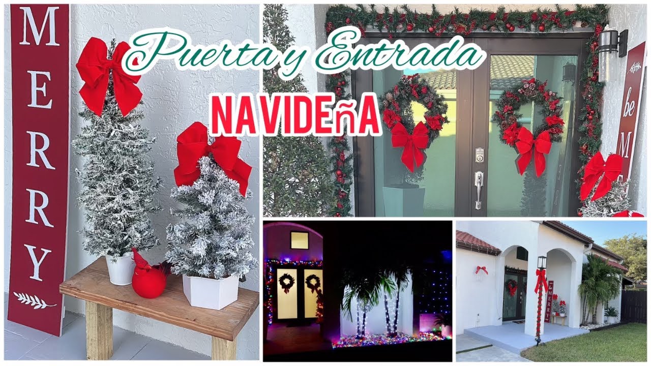 DECORANDO LA CASA POR FUERA 🏡 IDEAS E ILUMINACION DEL FRENTE 🎄DIY ...