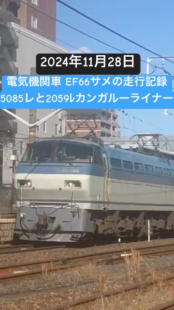 電気機関車EF66サメ 走行の記録 2059レ（カンガルーライナー）EF66-131 5085レ EF66-129 20241128 - YouTube