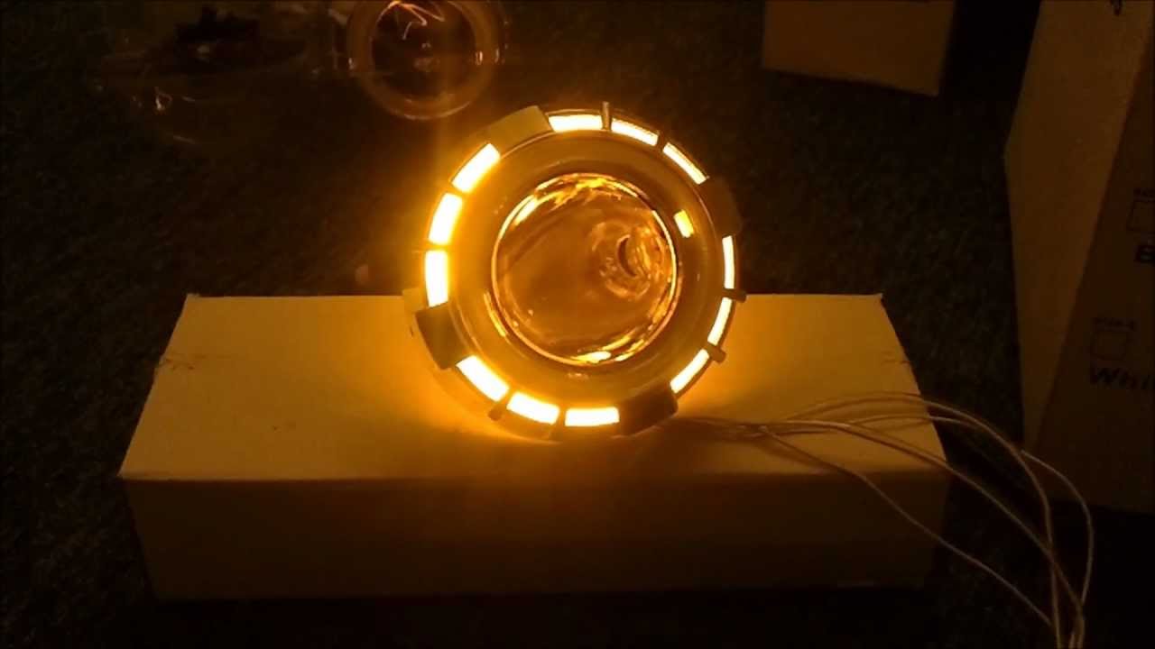 Dual Angel Eyes Projector Lens HID Kit H7 and H4 - YouTube