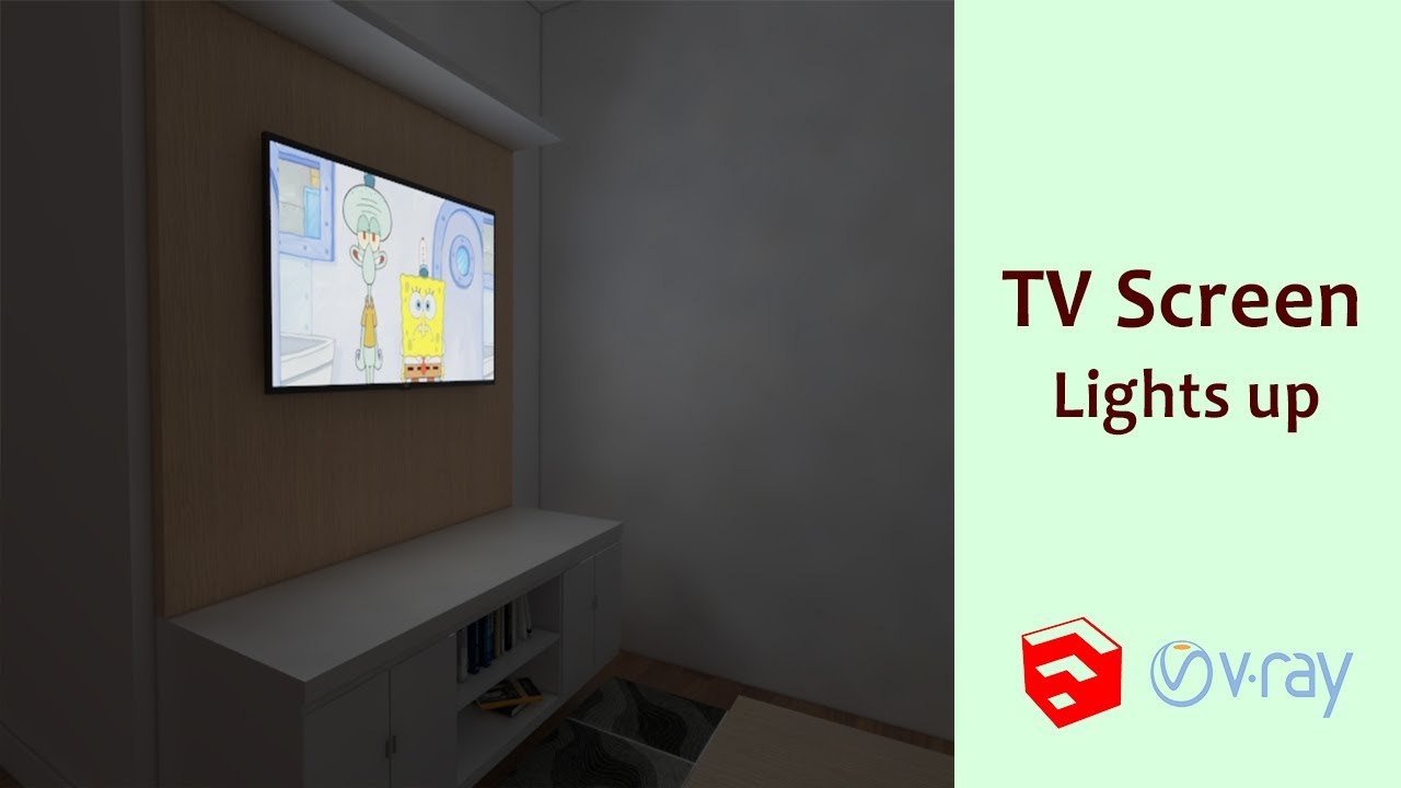 cara membuat efek layar tv menyala di vray sketchup - YouTube