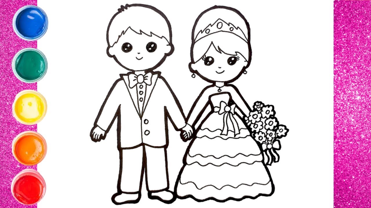 How to draw bride and groom, Drawing tutorial art, Easy drawing for ...
