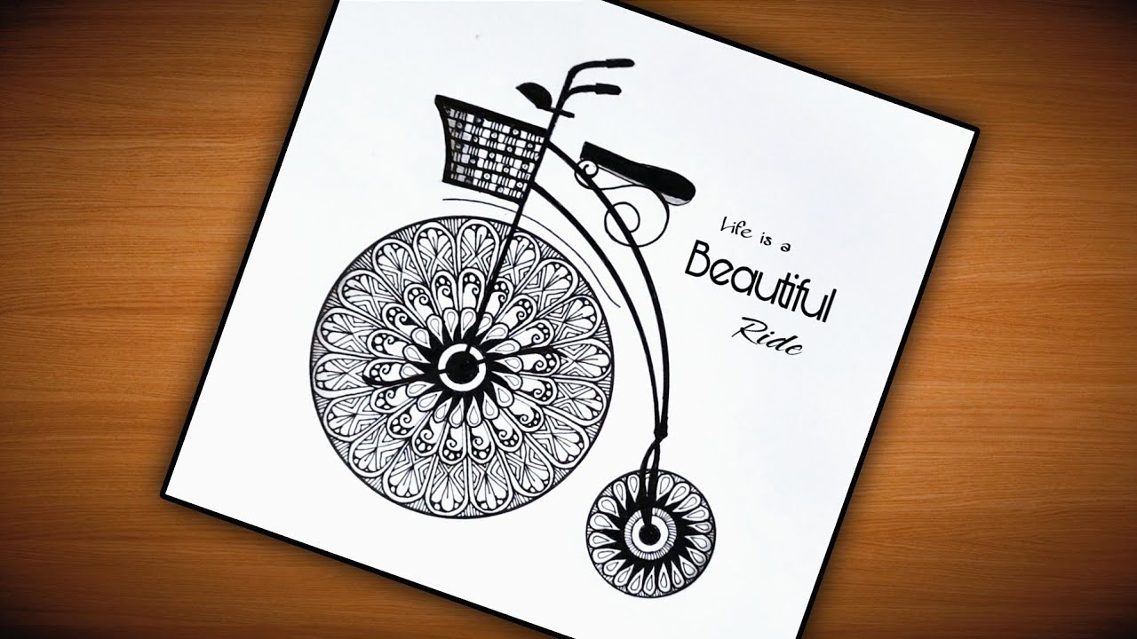 Cycle Mandala art / How to draw mandala art for beginners step by step ...