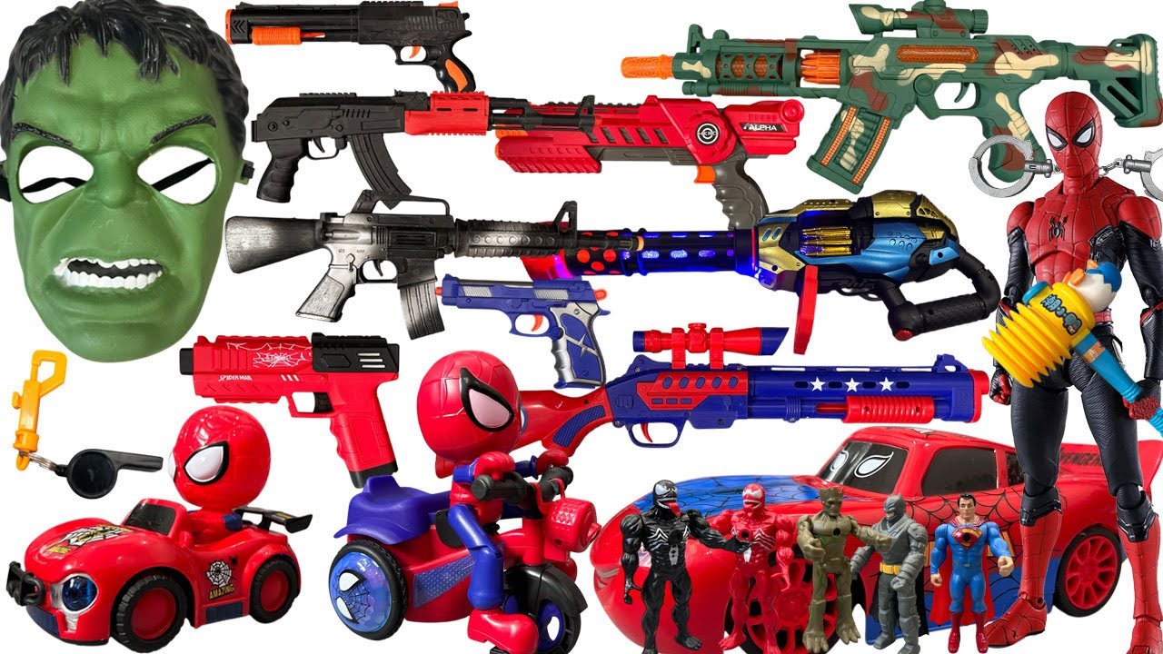 BOX FULL OF TOY, MARVEL TOY, TOY GUN - YouTube
