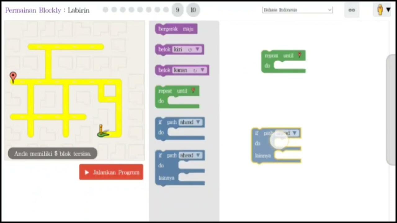 BLOCKLY GAME #LABIRIN Level 6–10 - YouTube