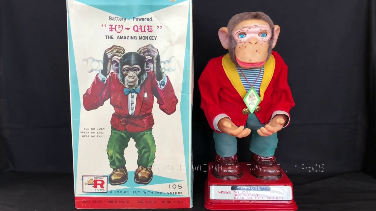 Hy-Que Monkey, Japan Battery Operated Tin Toy, T-N, 1960s - YouTube