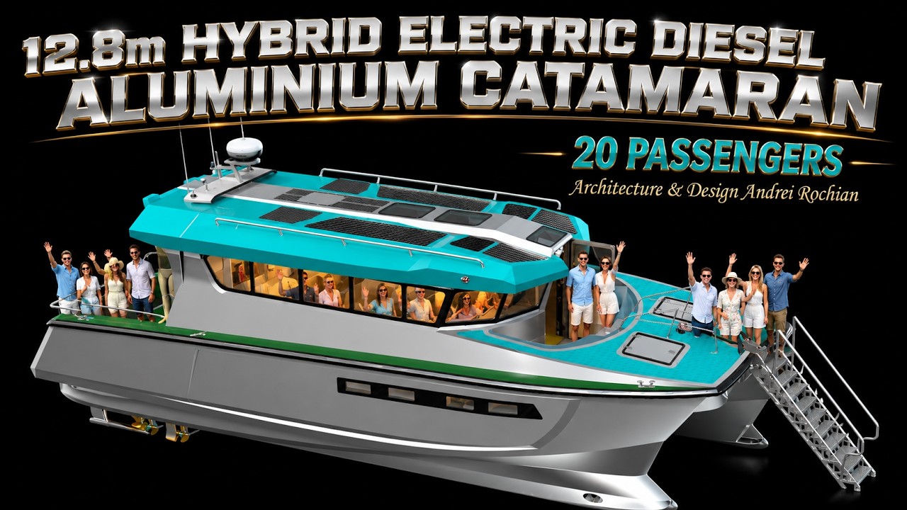 12.8m Hybrid Electric Diesel Aluminium Catamaran 20 Passengers ...