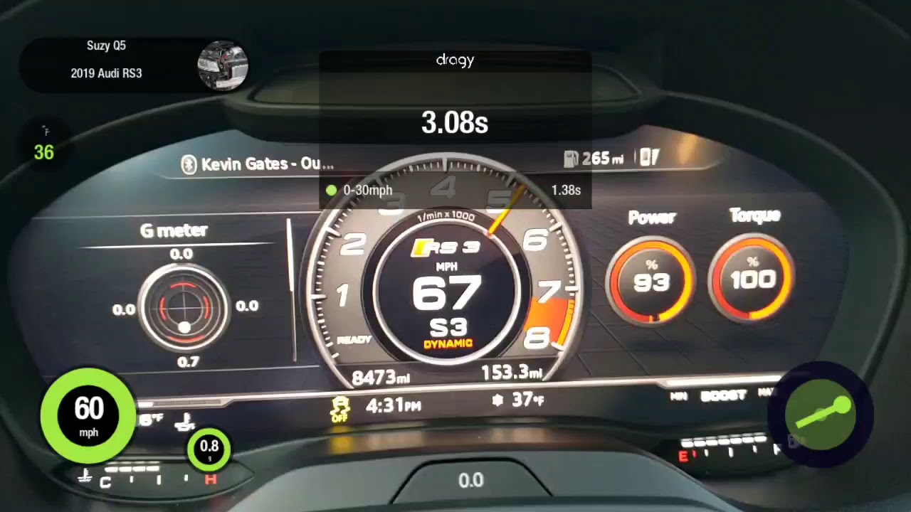 Full weight Unitronic 2019 RS3 0 to 60, 1/8th mile, 1/4 mile 🇩🇪 - YouTube