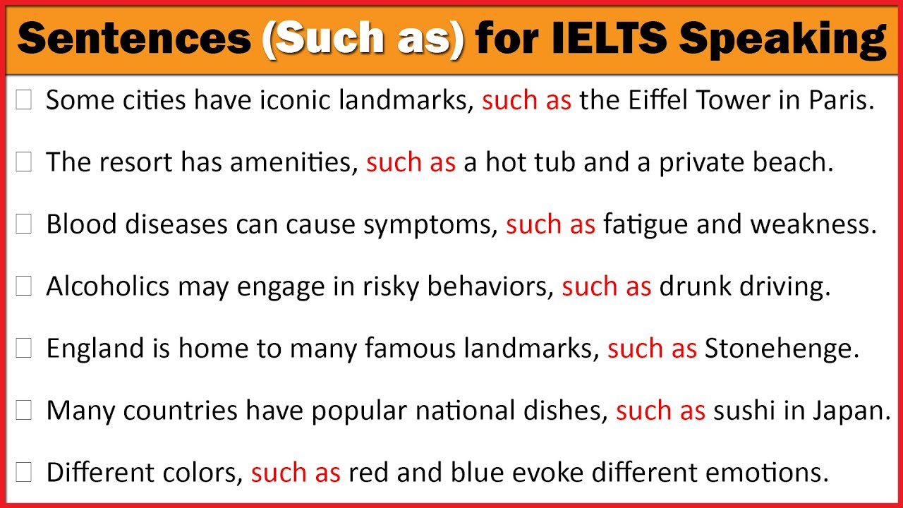 Useful Sentences with the Word (Such as) for IELTS Speaking Practice ...