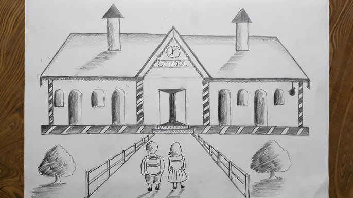 How To Draw A School Really Easy Drawing Tutorial