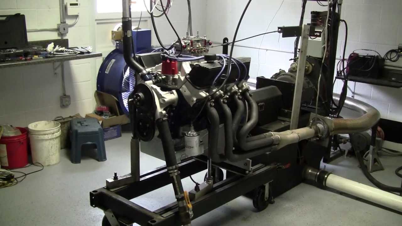 Ford 390 stroked to 445 cubes on the dyno - 531 horsepower - YouTube