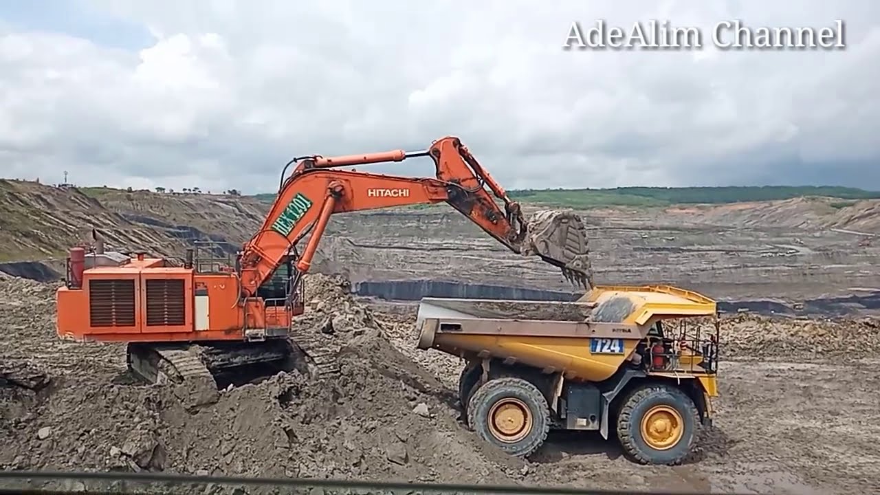 proses loading OB di tambang batu bara pakai alat besar - YouTube