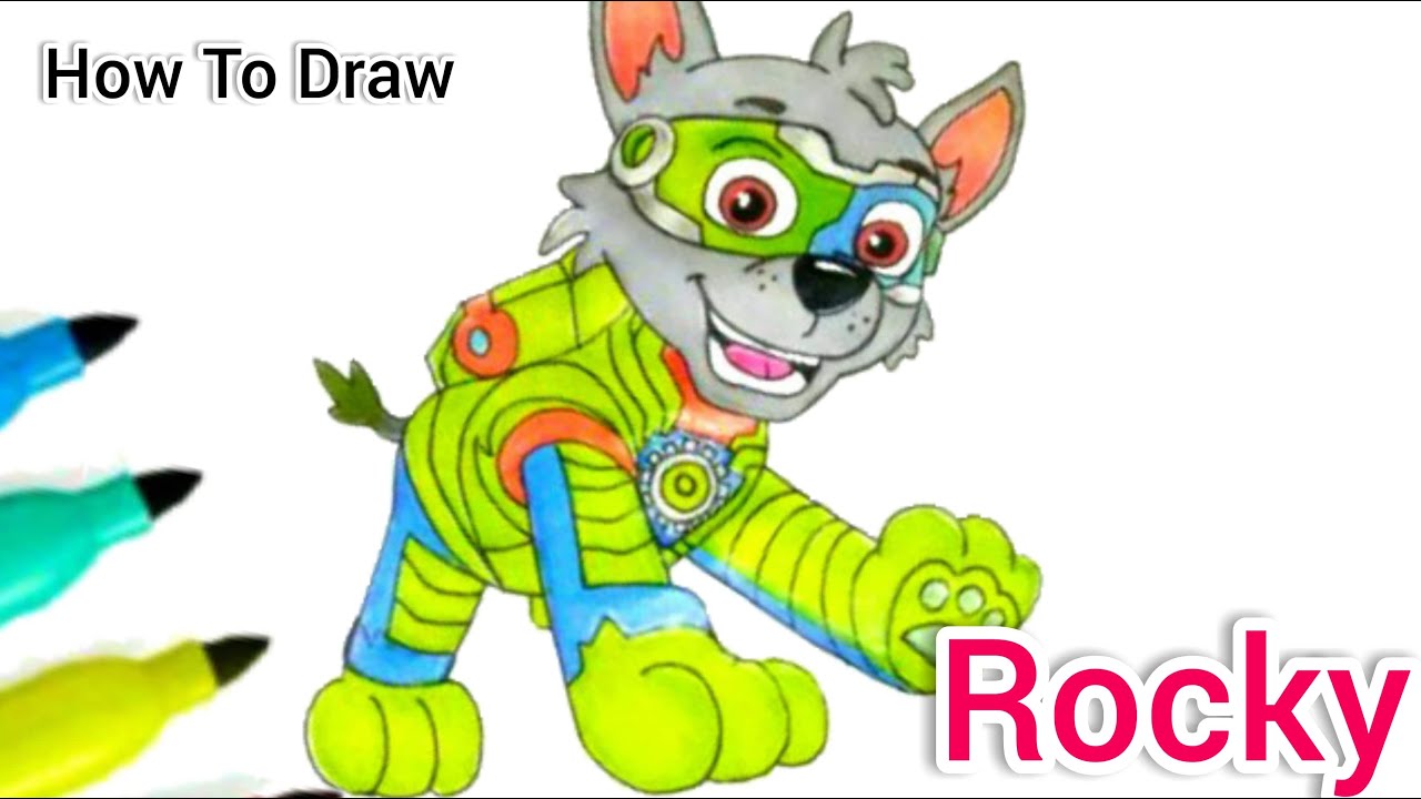 How To Draw A Rocky The Mighty Pup | Mighty Pup Rocky From Mighty Pups ...