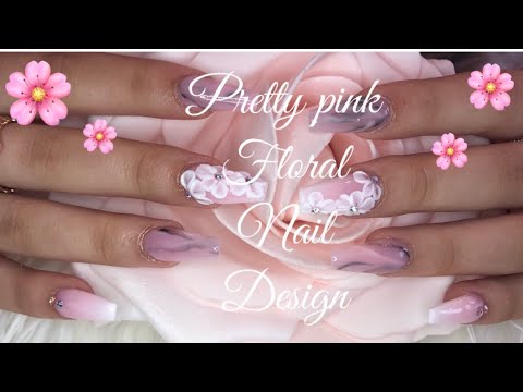 Full set 3D flower nails | CJP Acrylic Nail design - YouTube
