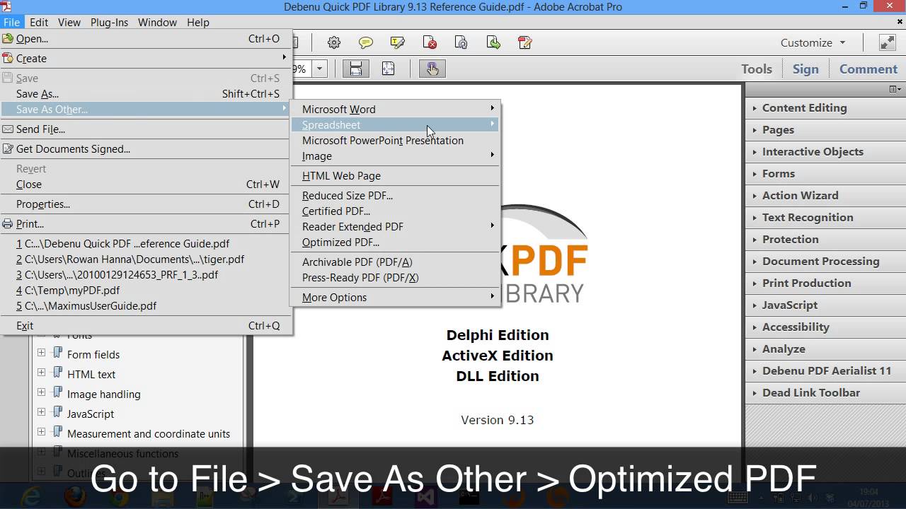Find Audit Space Usage Tool in Adobe Acrobat XI - YouTube