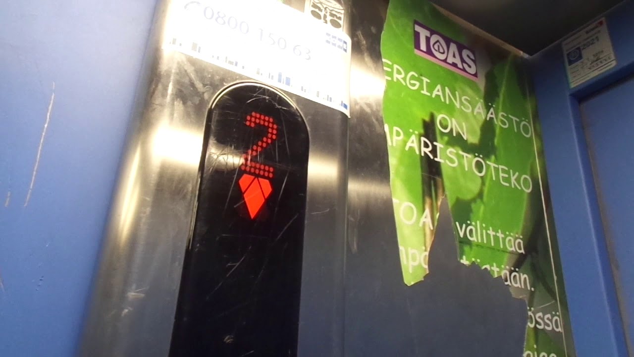 Old 1980 VALMET-Schlieren Tr. Elevators (mb KONE 2008)@TOAS Mikontalo C, Hervanta, Tampere, FIN ...