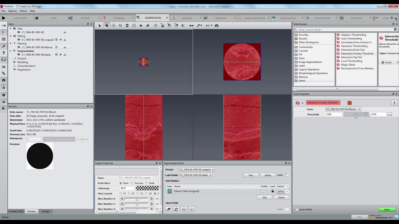 PerGeos Software | Cropping and correcting the beam hardening of a core ...
