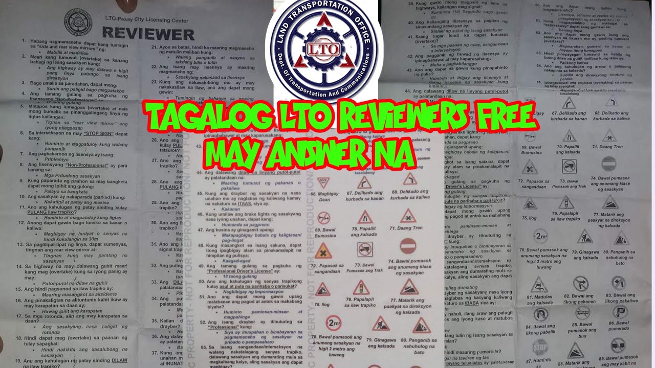 Bagong LTO TAGALOG REVIEWER 4K may sagot na siya - YouTube