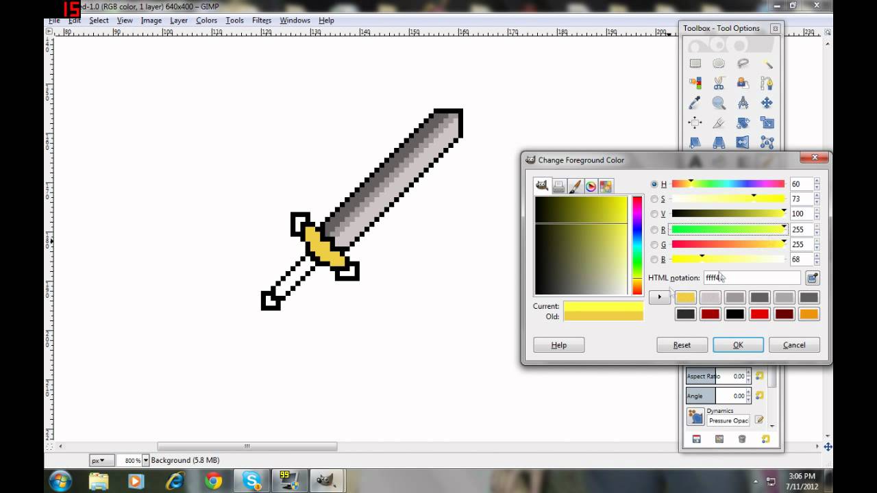 Pixel Art #1- A simple sword drawing sped up on Gimp 2.8 - YouTube