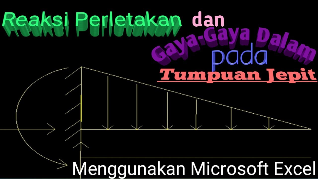 Perhitungan reaksi perletakan, gaya-gaya dalam pada tumpuan jepit - YouTube