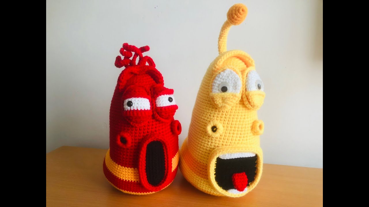 Móc ấu trùng Larva Đỏ bằng len - Crochet larva cartoon - YouTube