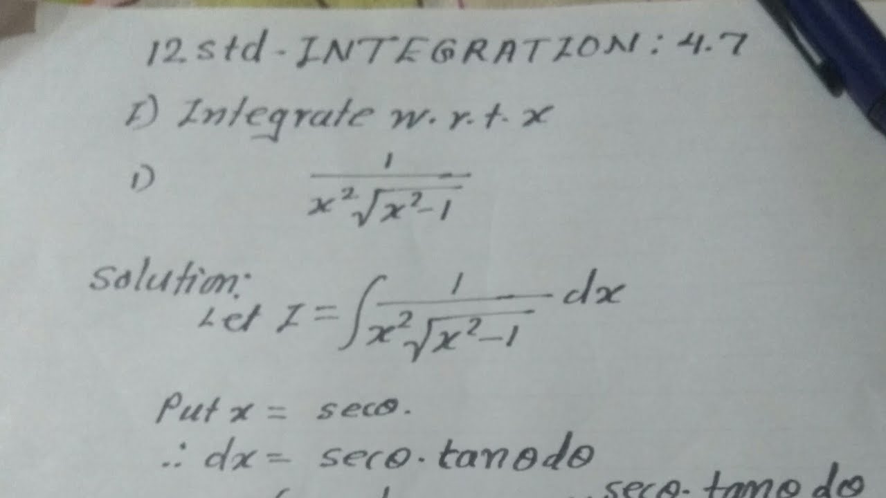 12std M2-4.7(1,2) Integration Maharashtra board . substitution method ...