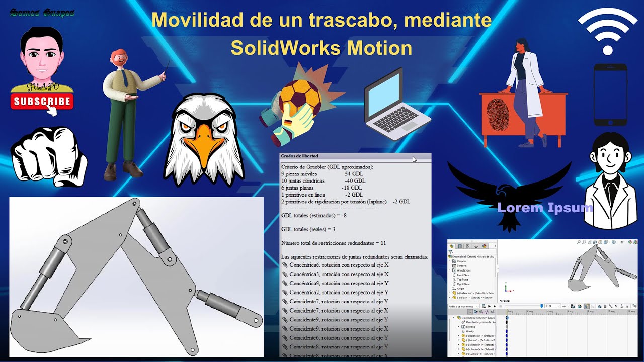 Movilidad de un trascabo, mediante SolidWorks Motion - YouTube