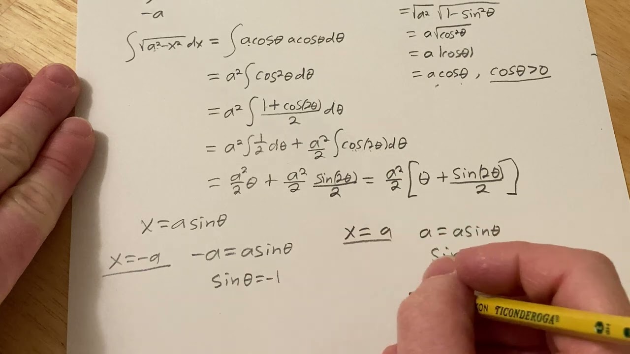 Definite Integral of sqrt(a^2 - x^2) from -a to a - YouTube