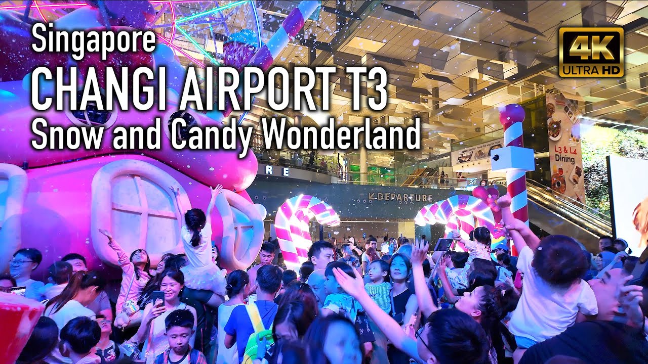 Christmas at Changi Airport Terminal 3 - Snow & Candy Wonderland - YouTube