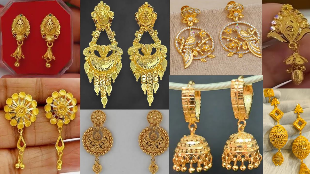 Latest gold earrings design for bridal | gold earrings designs ...