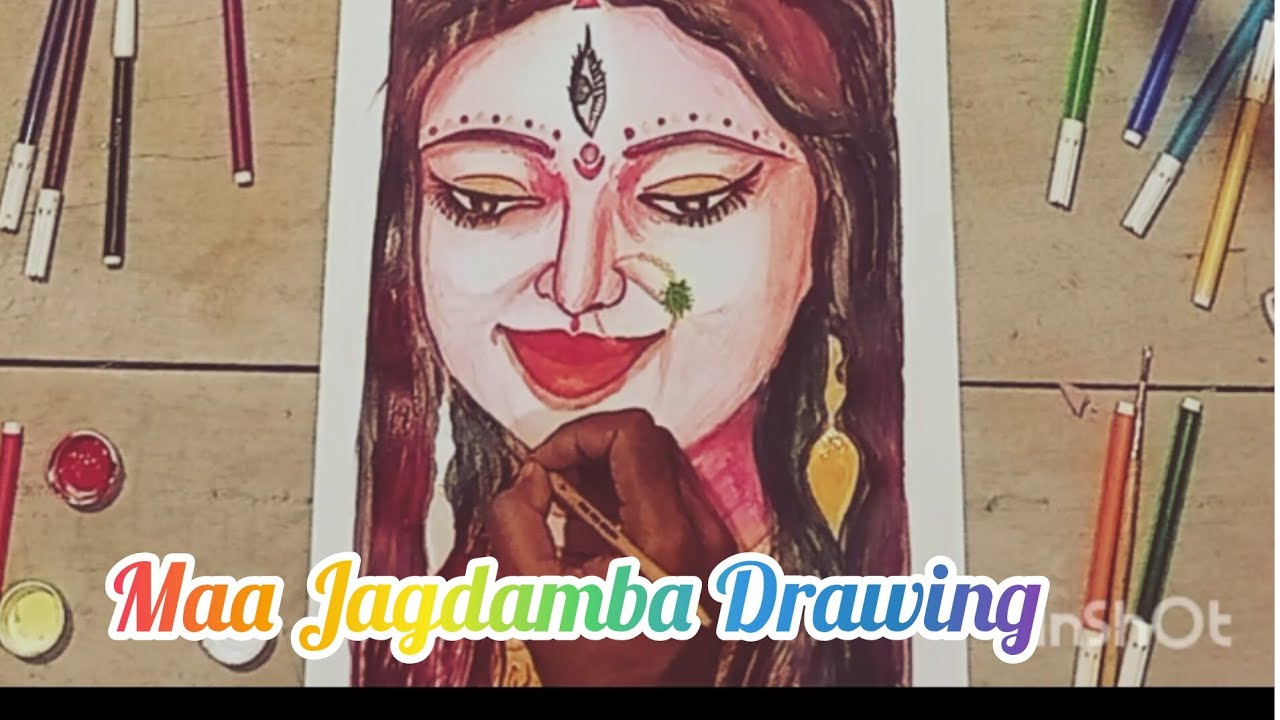 Maa Jagdamba Drawing. #Maa Durga Face Painting Part - 2 #Adarsh art ...