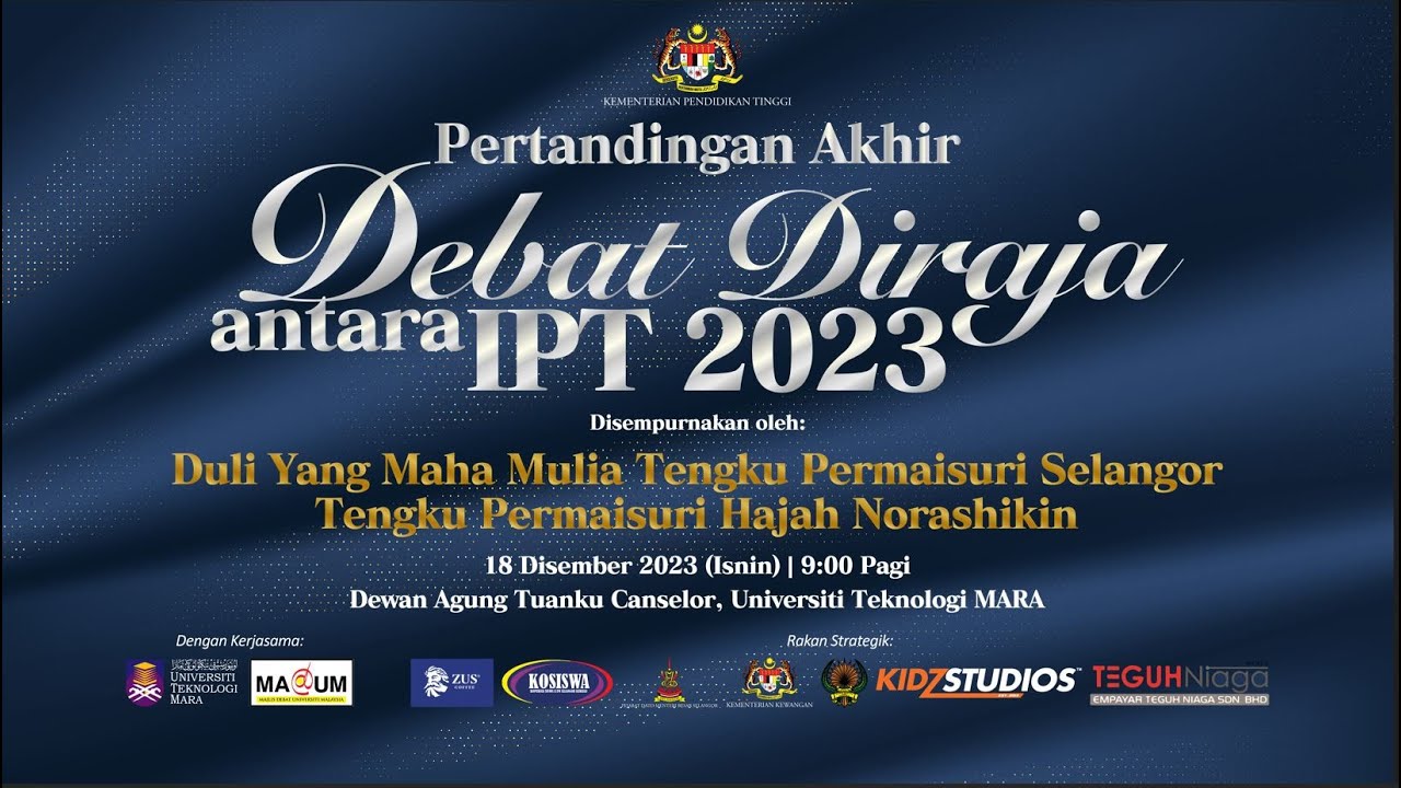 MAJLIS PERTANDINGAN AKHIR DEBAT DIRAJA ANTARA IPT 2023 - YouTube