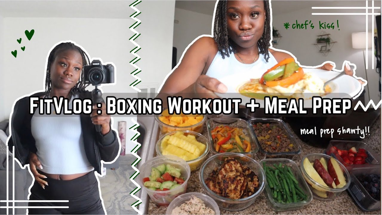 Fitness Vlog | Grocery Haul, Boxing Workout, and Meal Prep - YouTube