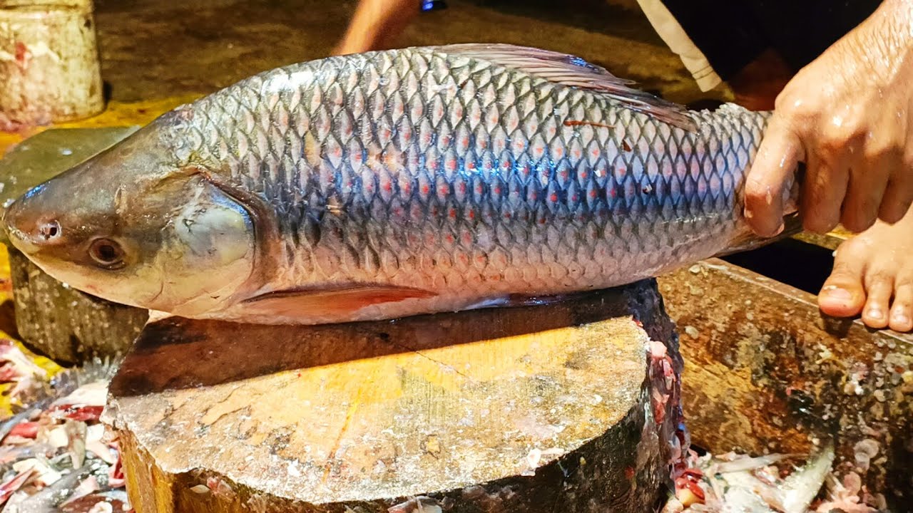 Rohu Fish Cutting Skills||Big Rohu Fish Cutting||Amazing Fish Cutting ...